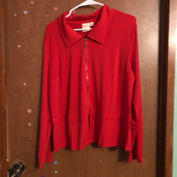 Truth + Style | Jackets & Coats | Truth Style Red Matte Jersey Zip Up ...